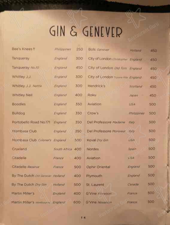 Menu at The Back Room pub & bar, Taguig, 30th Street
