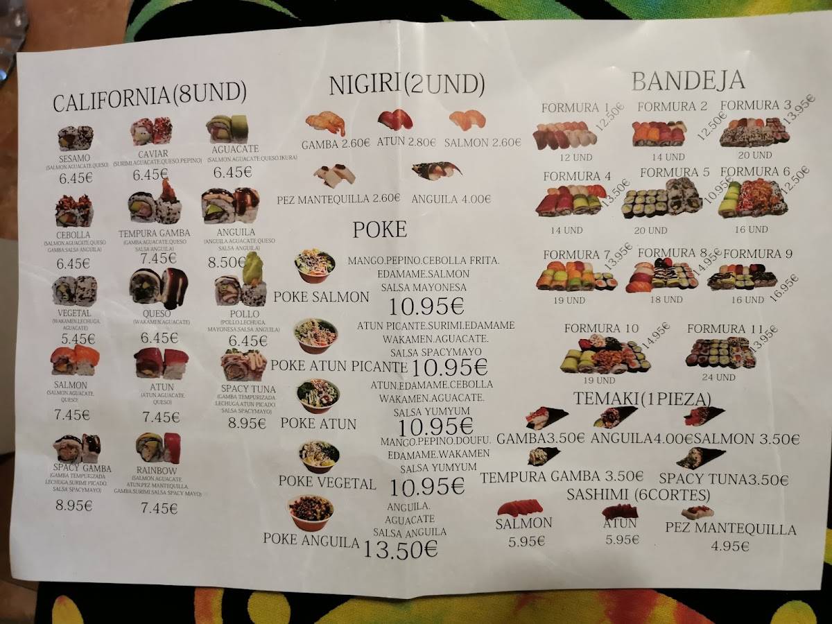 Carta del restaurante Bo Wok, Zaragoza, Pl. del Ntra. Sra. del Carmen