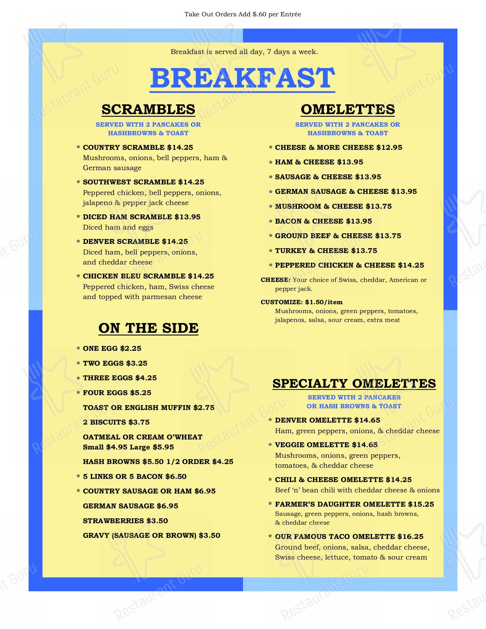 Menu at Gateway Breakfast House restaurant, Portland