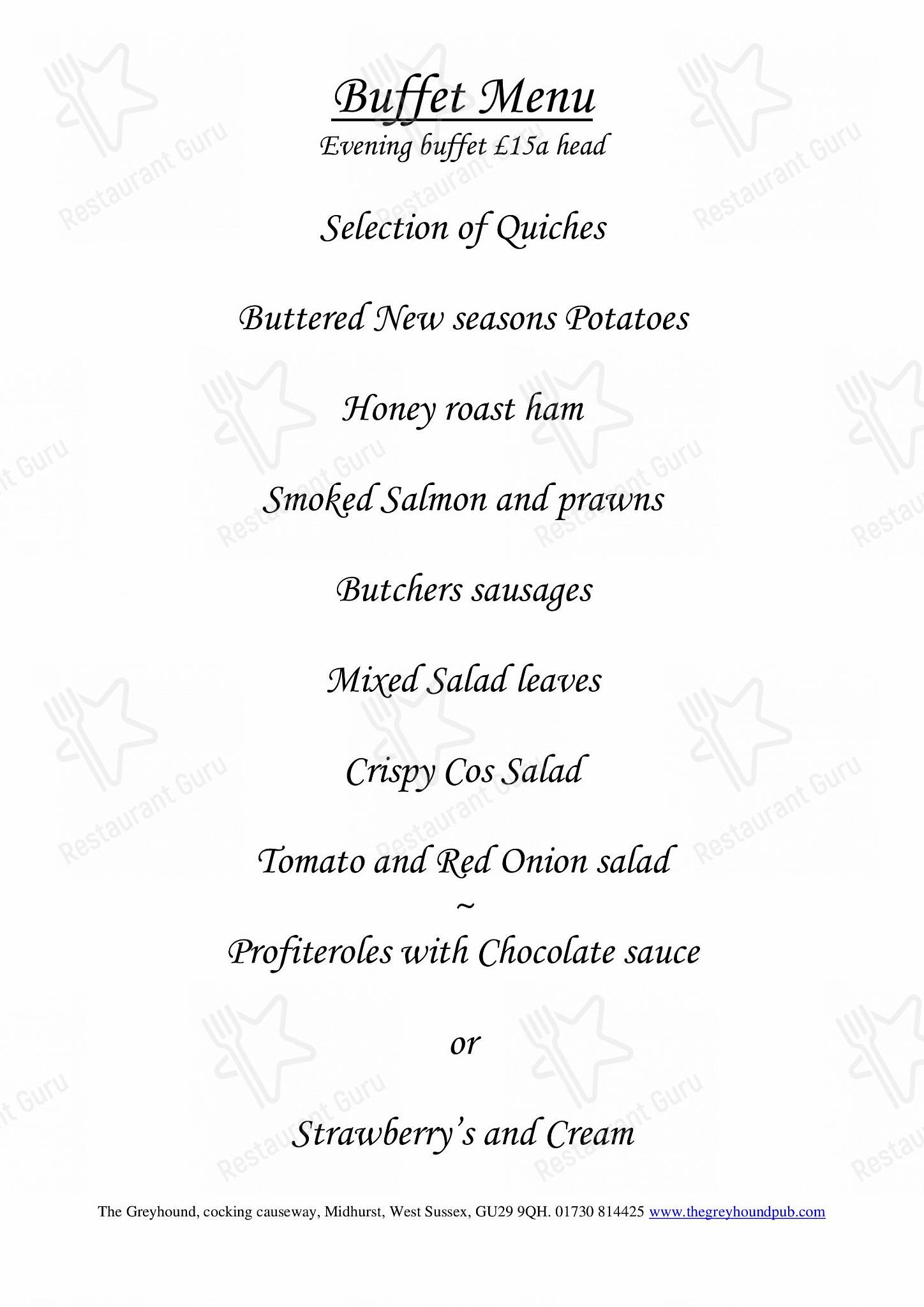 Menu at The Greyhound pub & bar, Midhurst