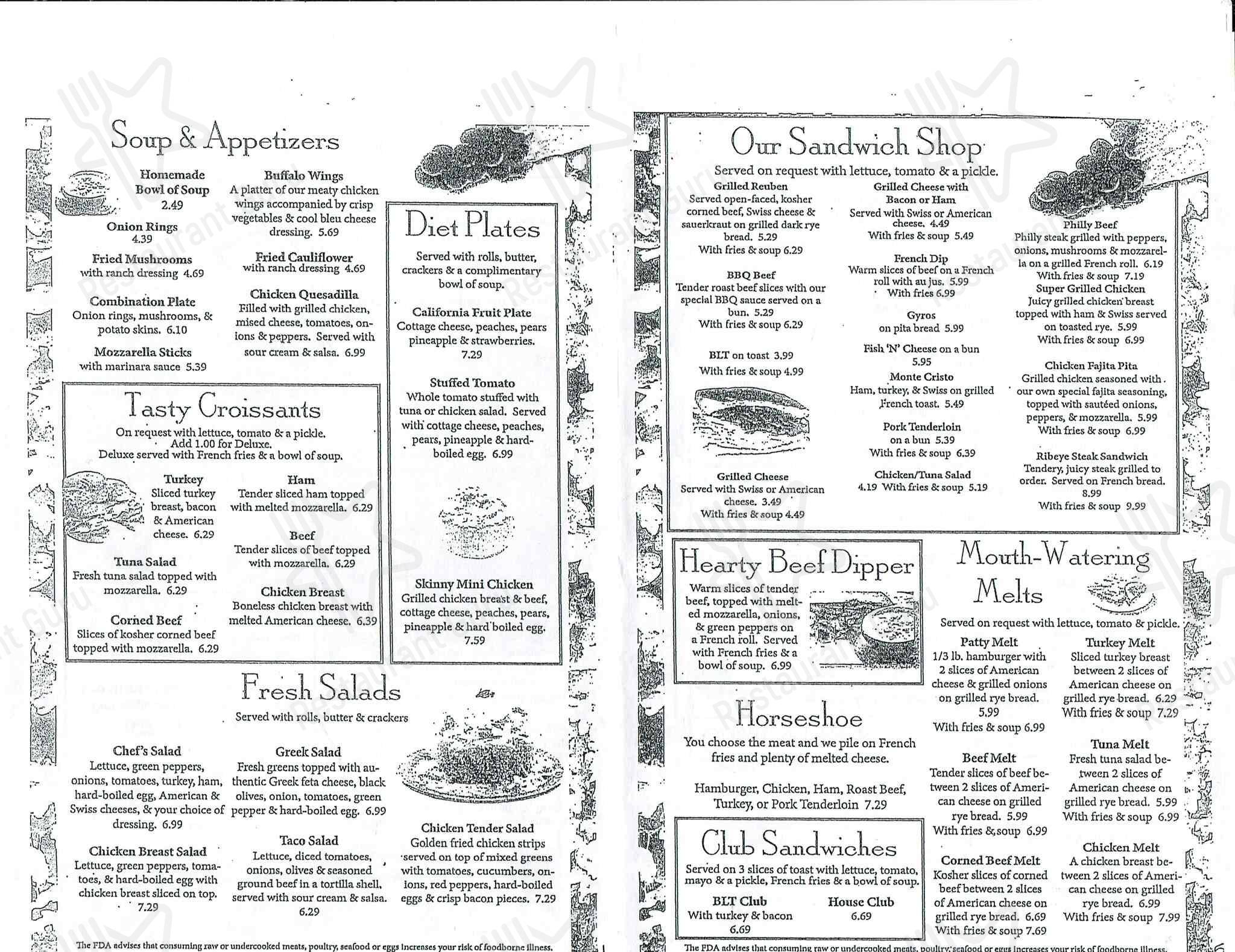 Menu at busy corner Cafe, Fulton
