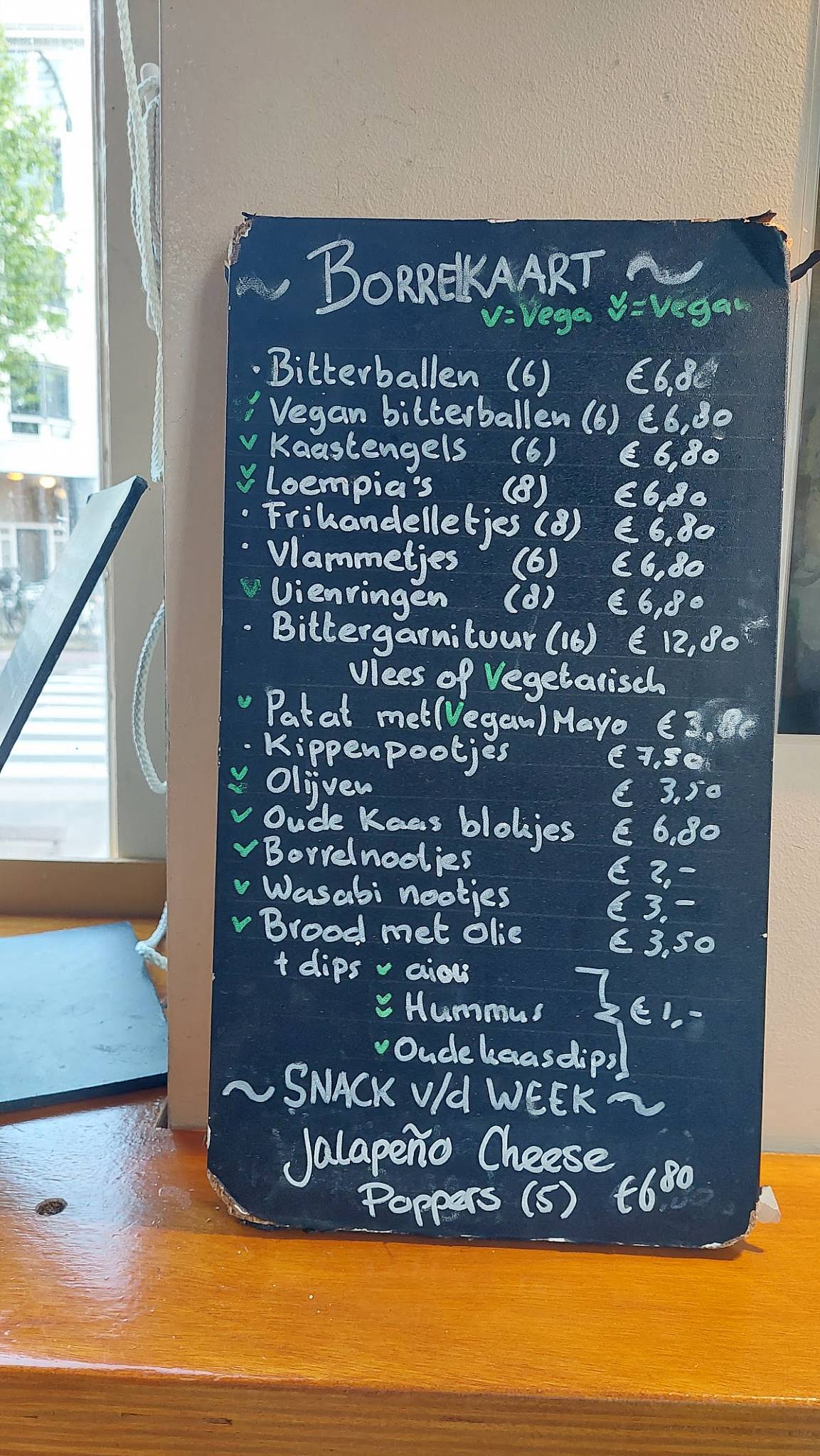 Menu at café smit & voogt, Amsterdam