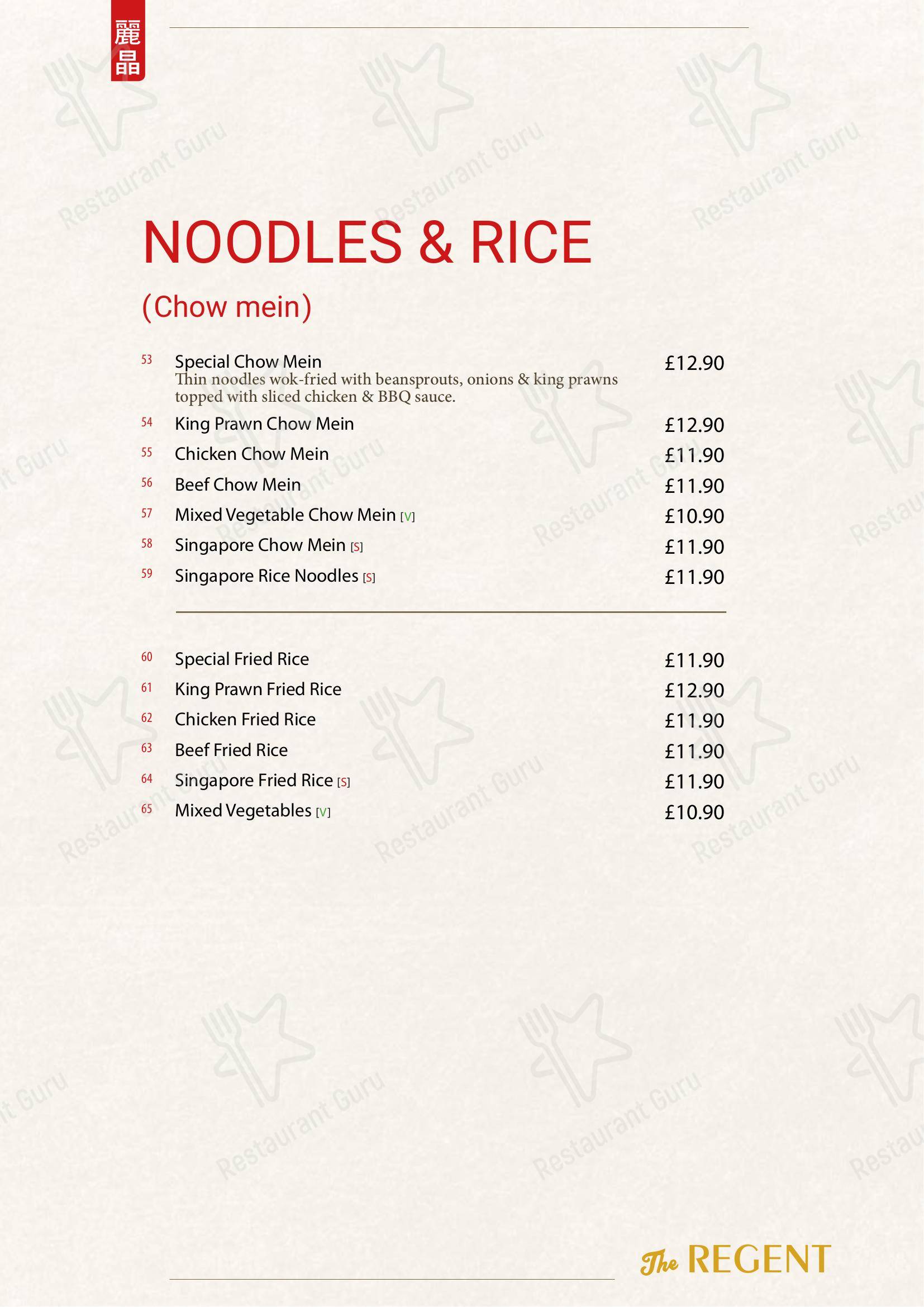 Menu at The Regent Stirling restaurant, Stirling
