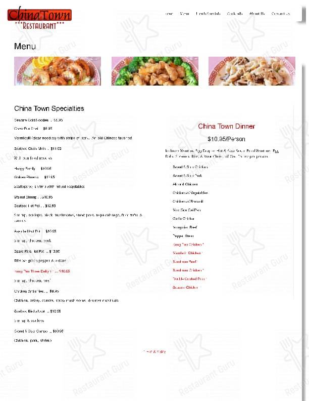 Speisekarte von China Town restaurant, Frankfurt am Main, Oeserstraße 219