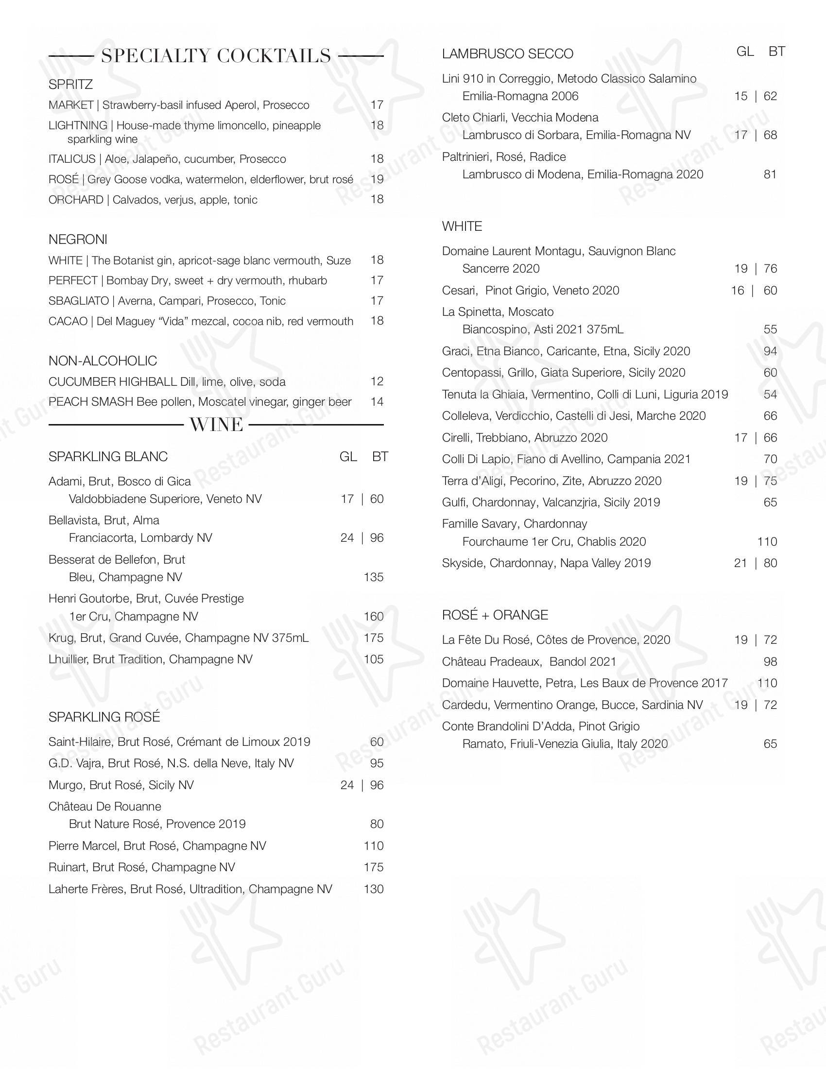 Menu at Azure at EDITION restaurant, Tampa