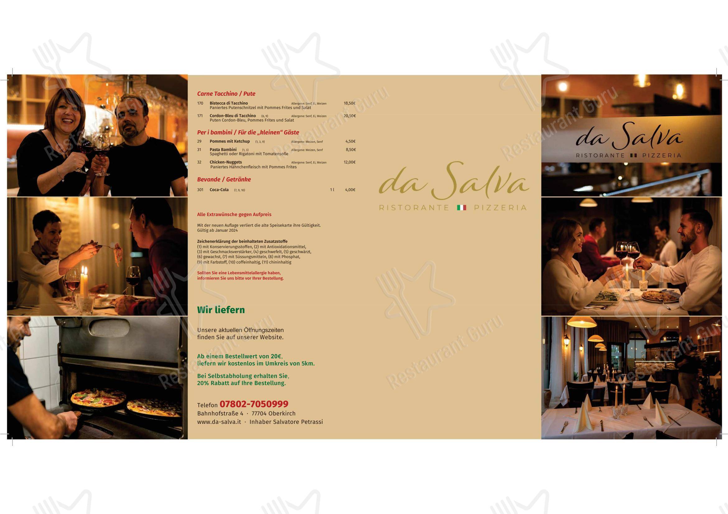 Speisekarte von da Salva - RISTORANTE & PIZZERIA, Oberkirch