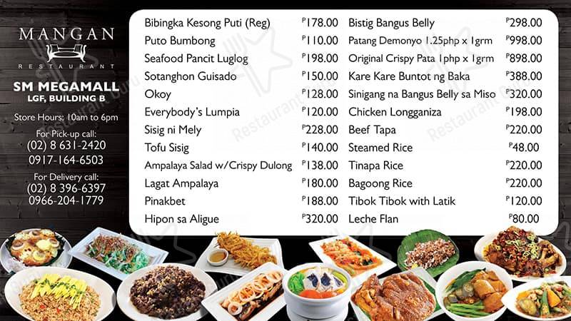 Menu at Mangan restaurant, Quezon City, Ortigas Ave