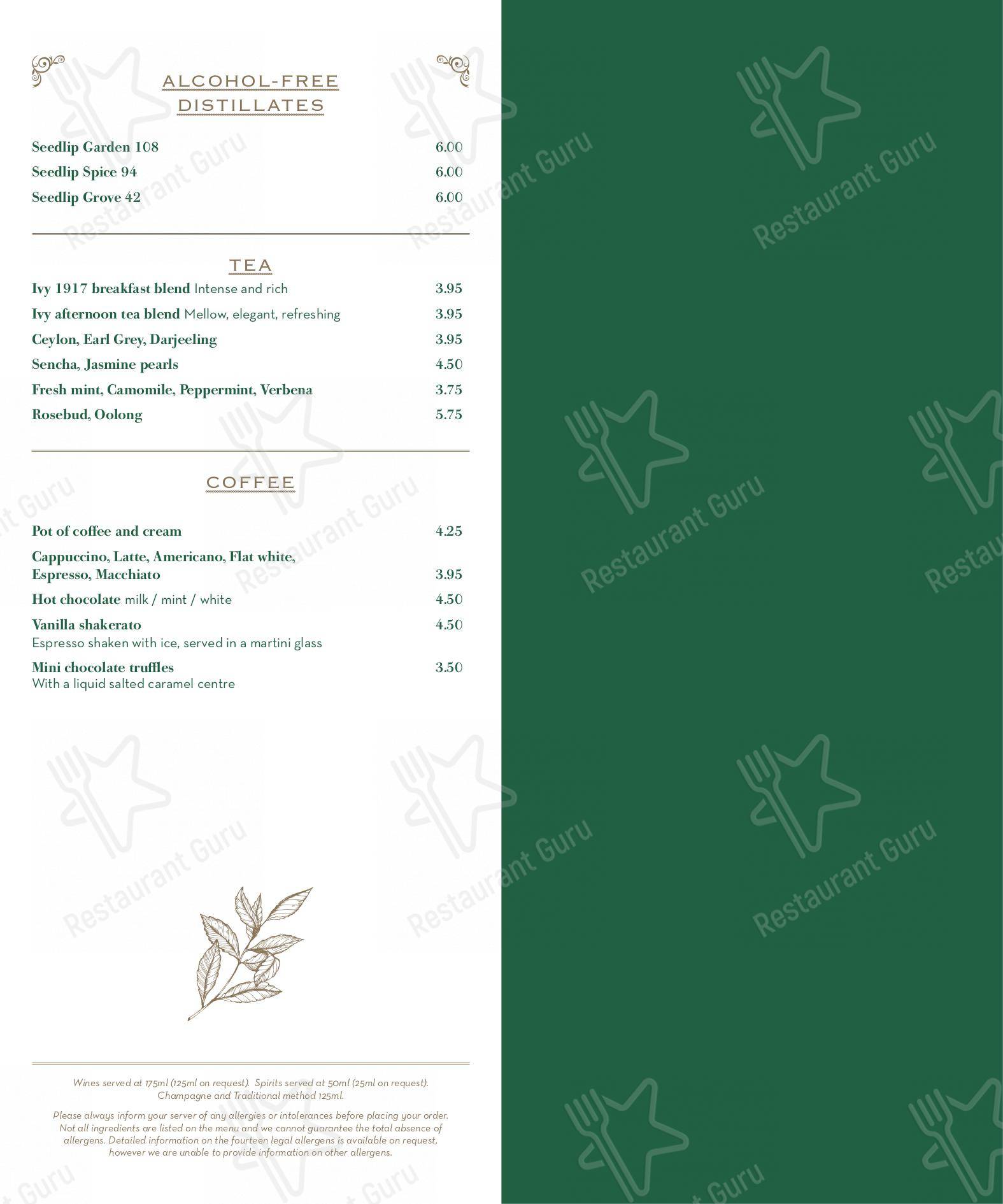 Menu at The Ivy Buchanan Street, Glasgow restaurant, Glasgow, 106 ...