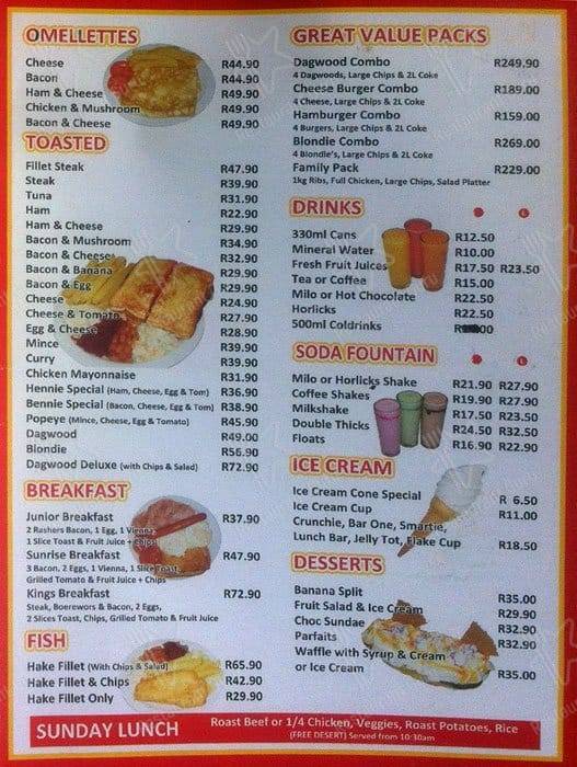 Menu at Burger Lane Road House restaurant, Kempton Park