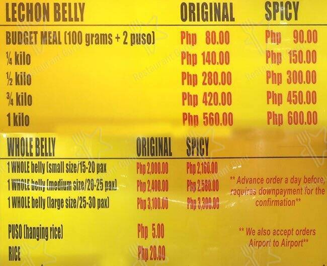 Carta del restaurante Cebu's Original Lechon Belly, Cebú, Savemore