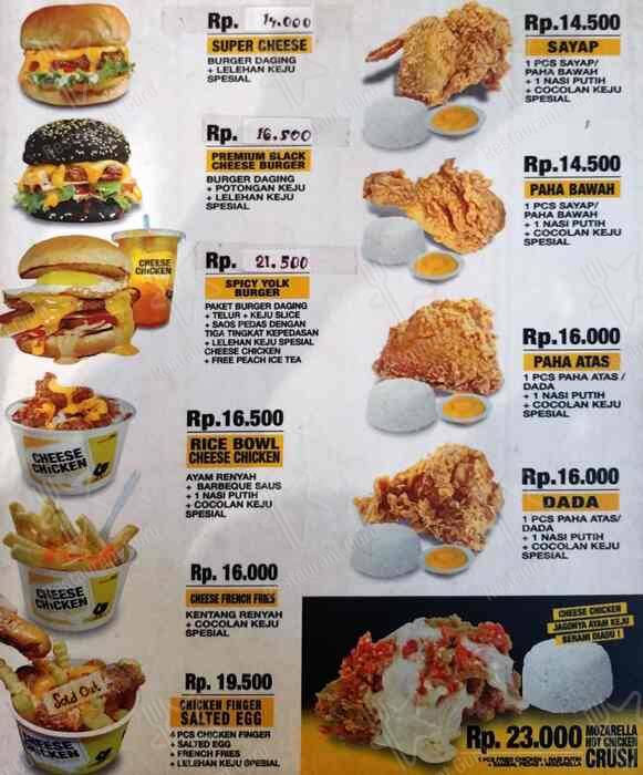 Menu at Chesse chiken restaurant, East Jakarta, Pusat Grosir Cililitan