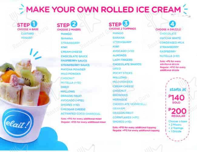 Carta del postres Elait + Overdoughs, Taguig