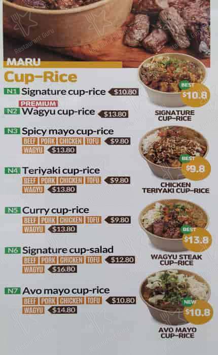 Menu at Little Maru Adelaide restaurant, Brisbane City