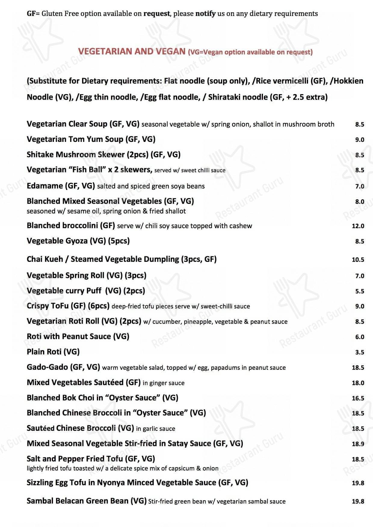 Menu at Mai Jia restaurant, South Yarra