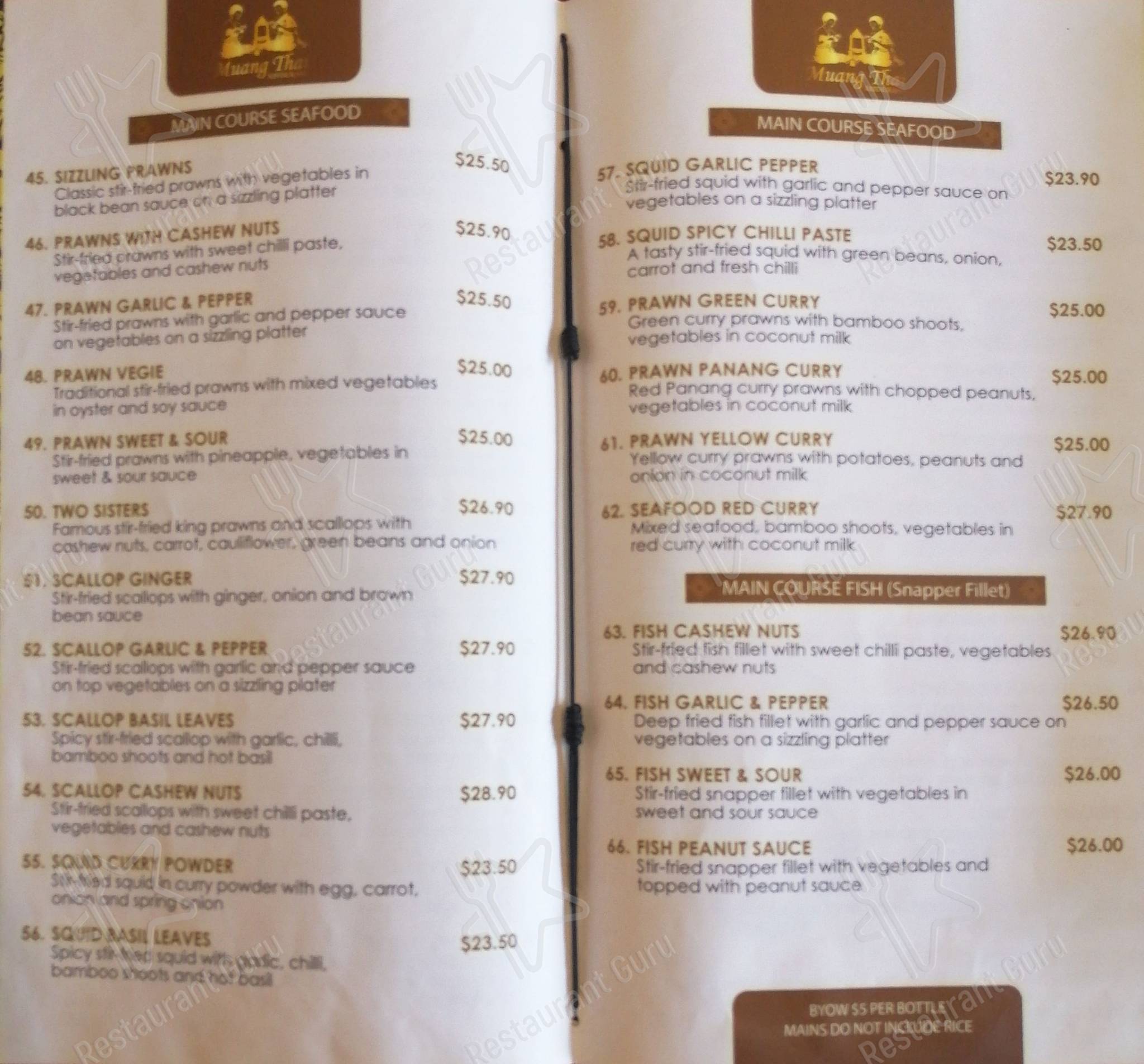 Menu at Muang Thai Pukekohe Restaurant, Pukekohe