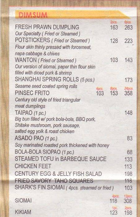 Menu at North Park Noodles restaurant, San Juan, #329 P.Guevarra Street