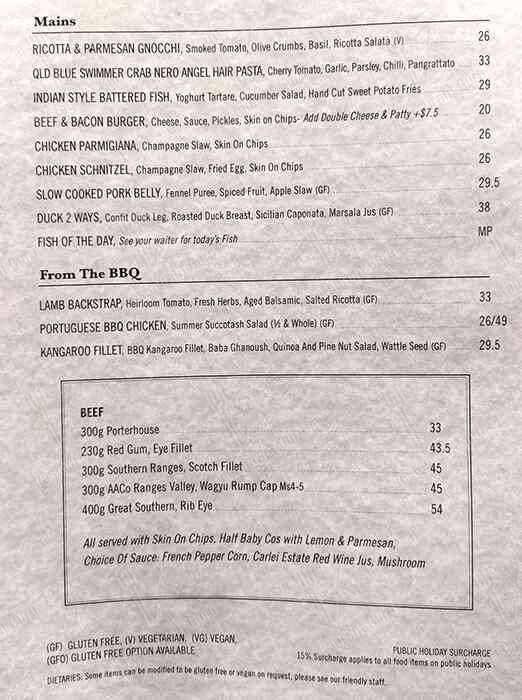 Menu at Pine Grove Hotel restaurant, Beaconsfield Upper