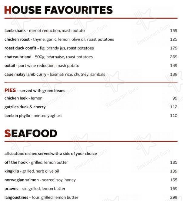Menu at Prime Grill restaurant, Randburg