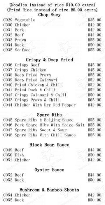 Menu at Rejoice sushi bar, Sandton