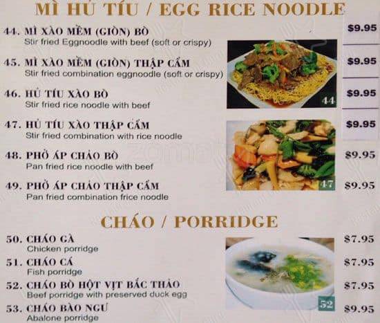 Menu at Dong Que Restaurant, San Jose, 2852 Alum Rock Ave