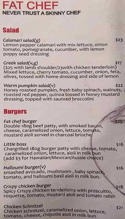 Menu at FAT CHEF Carrum Downs restaurant, Carrum Downs, Frankston ...