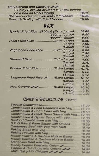 Menu at Loi Eng Restaurant, Ferntree Gully