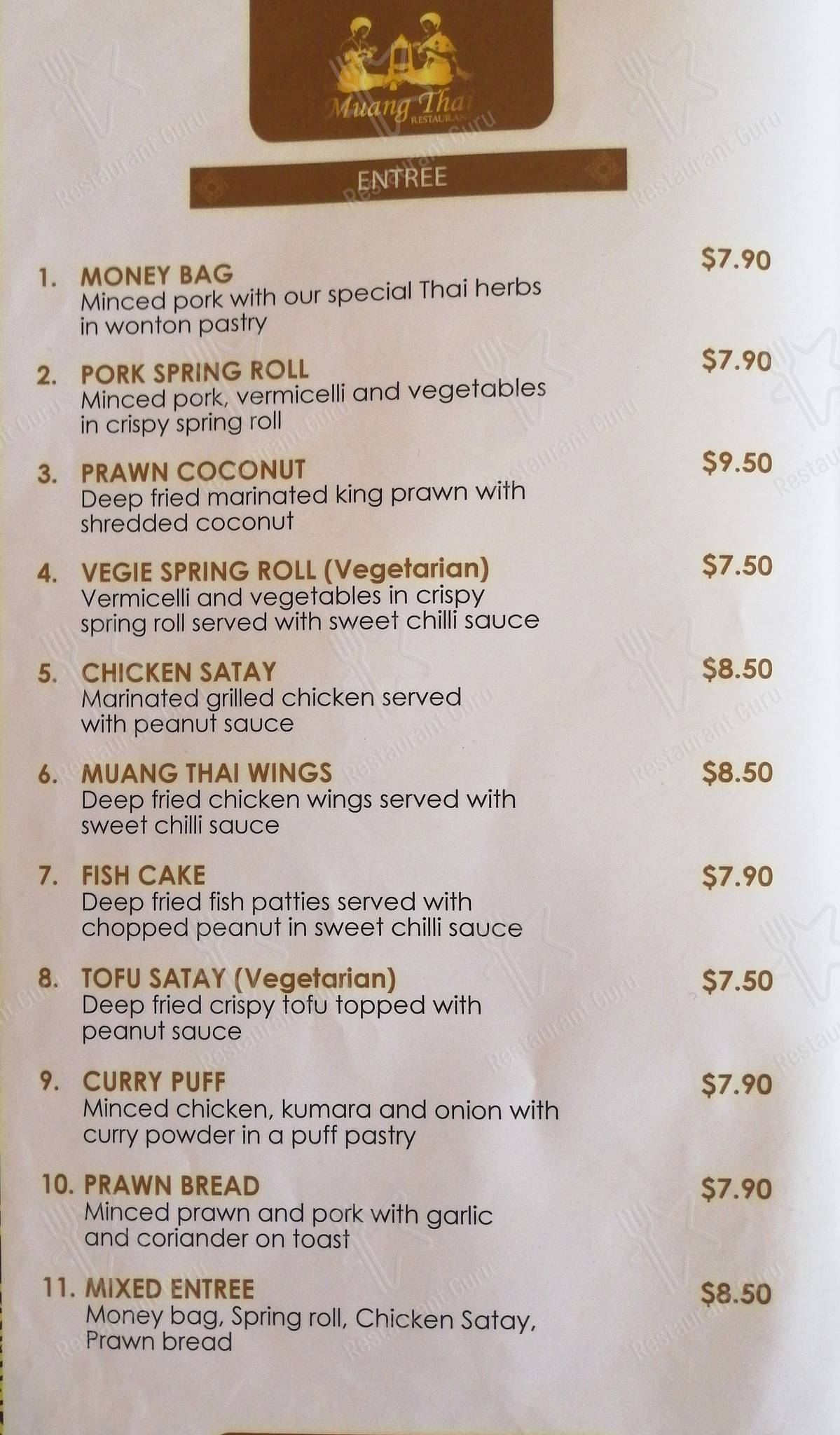 Menu at Muang Thai Pukekohe Restaurant, Pukekohe