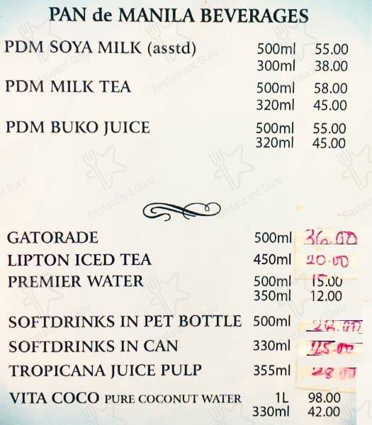 Menu at Pan de Manila, Makati, Park Square, Ayala Center