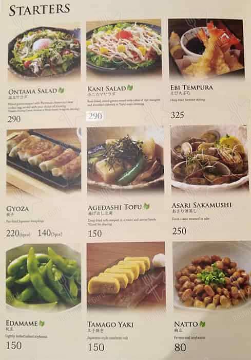 Menu at YAYOI restaurant, Quezon City, GF Eastwood Mall