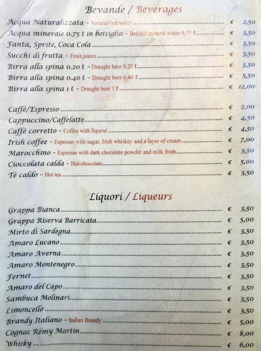 Menu at Rotonda Restaurant Trattoria, Rome