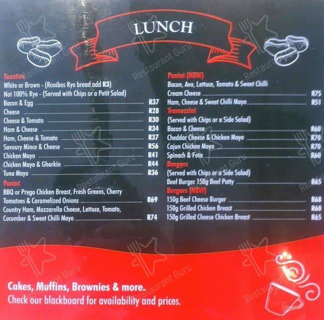 Menu at Royal Coffee Roasters cafe, Johannesburg, Stoneridge Shopping ...