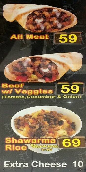 Menu at Shawarma House restaurant, Malabon