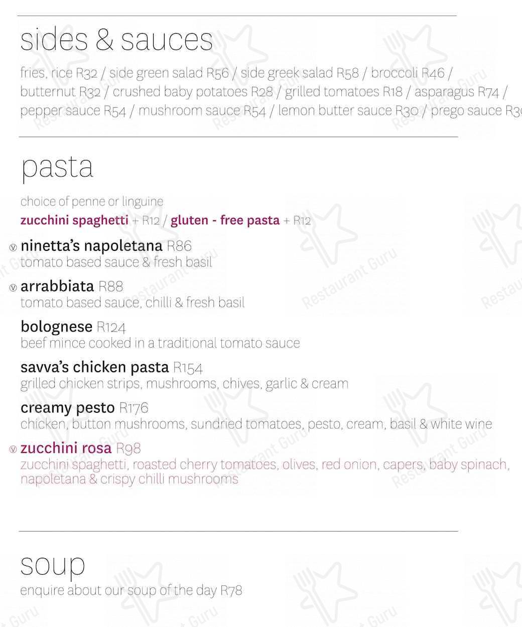 Menu at tashas Rosebank cafe, Johannesburg, Shop G28
