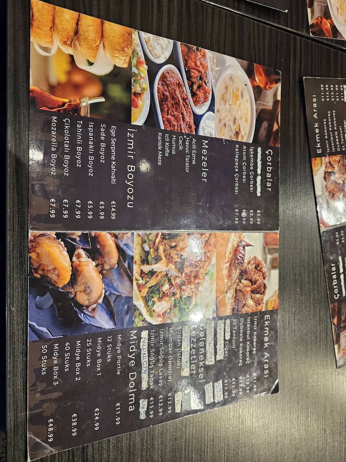 Menu at izmirli midyeci turks restaurant, Rotterdam