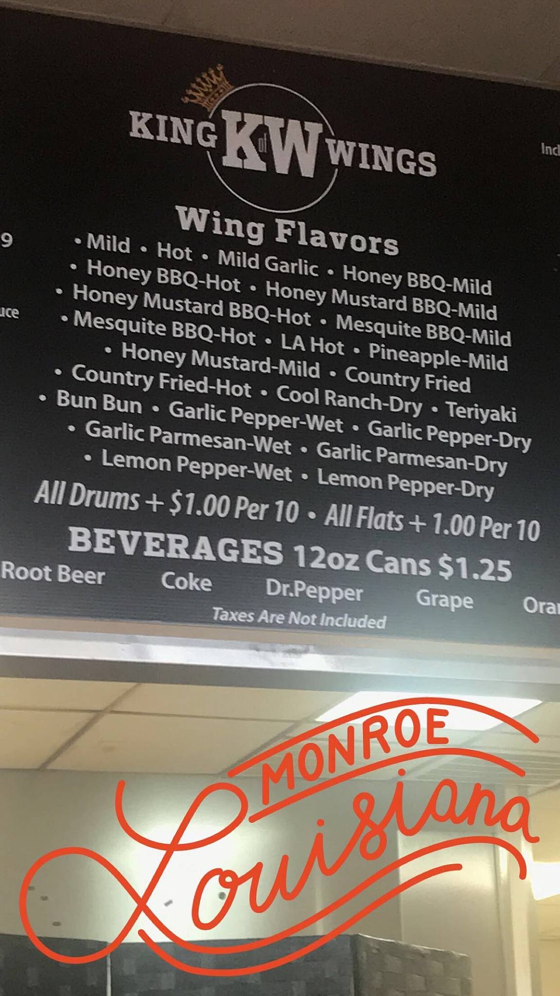 Menu at keLang's King Of Wings 2 restaurant, Monroe