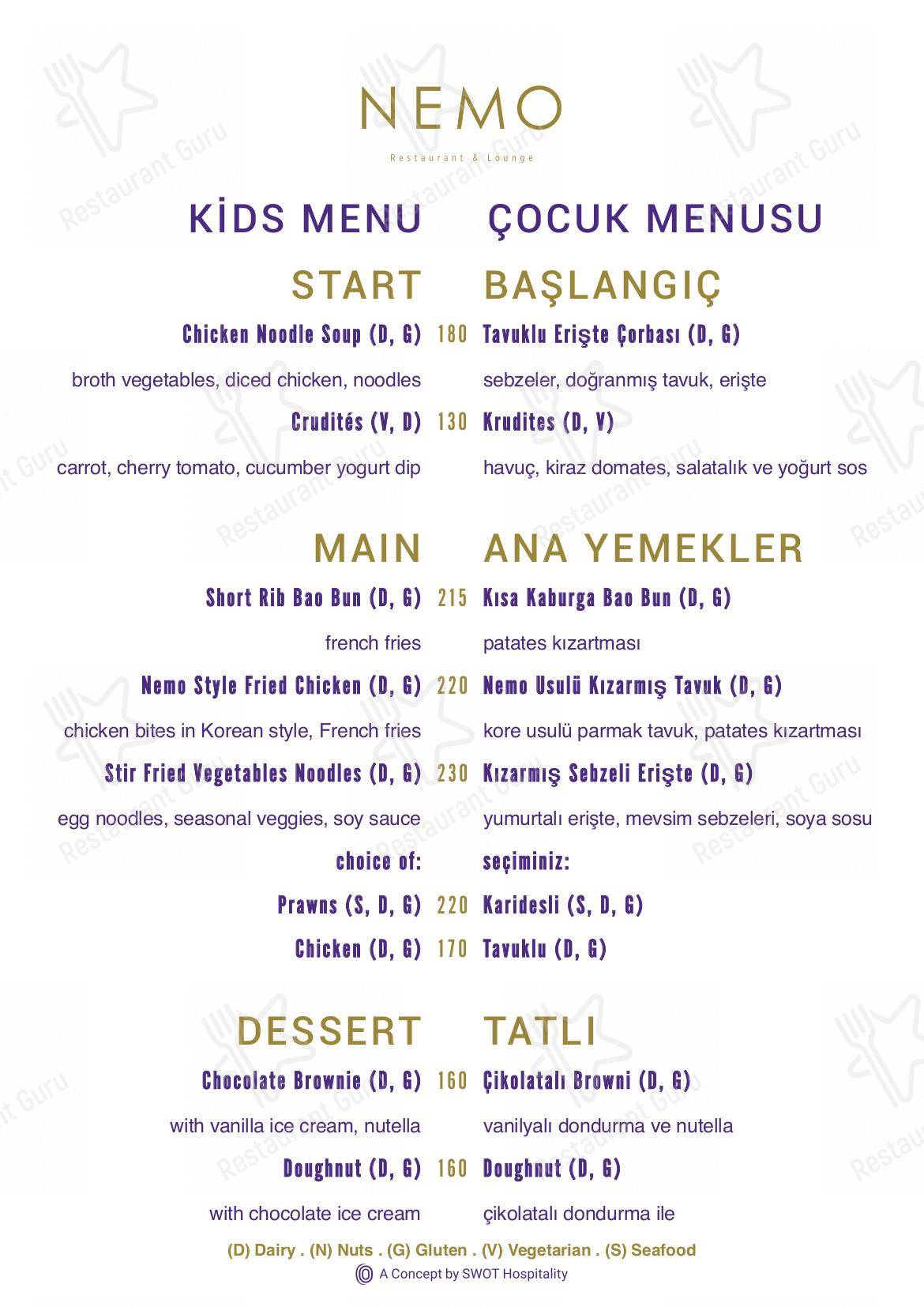 Menu at NEMO Restaurant & Lounge, Turkey