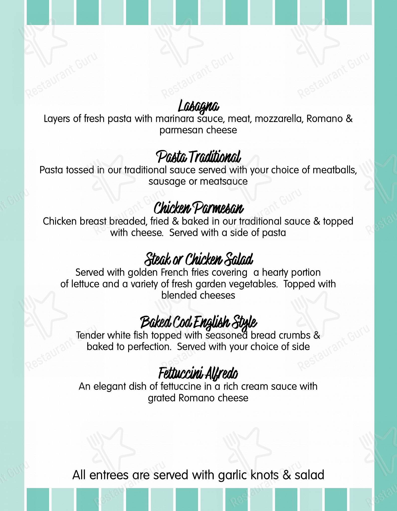 Menu at Pizza Roma Restaurant, Pittsburgh, Perry Hwy