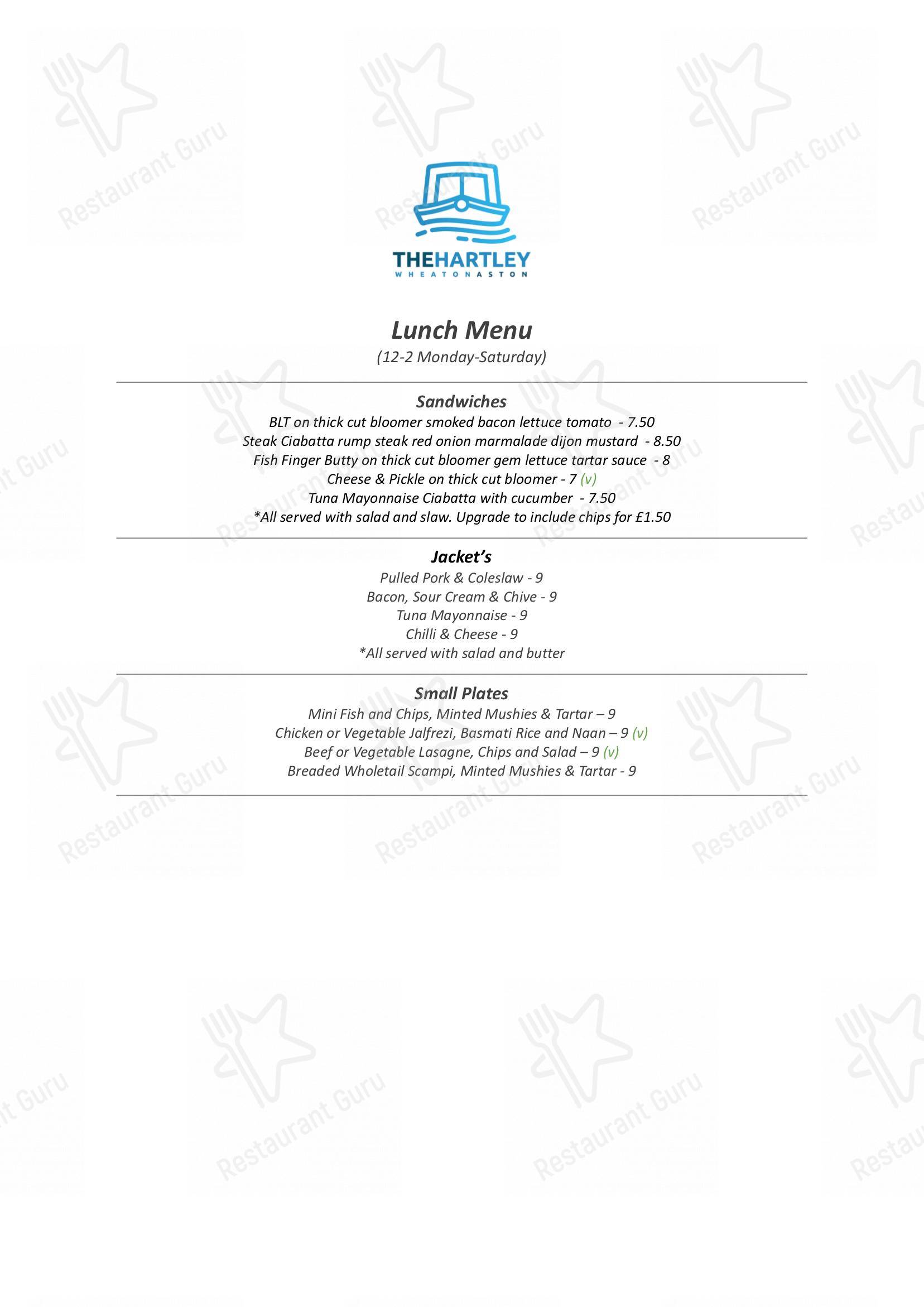 Menu at The Hartley pub & bar, Brewood