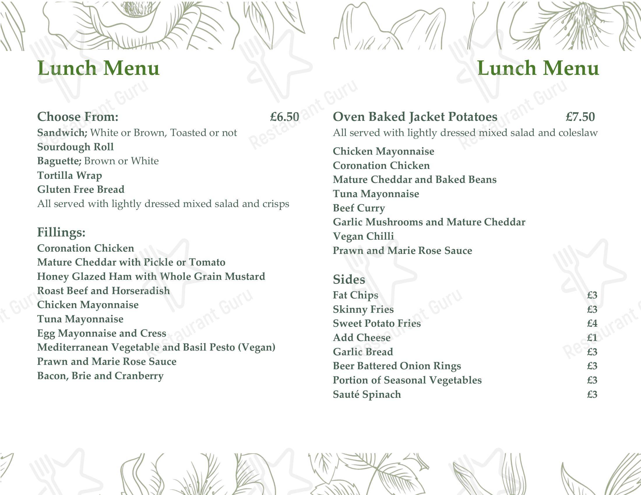 Menu at The Tower Hotel restaurant, Harwich