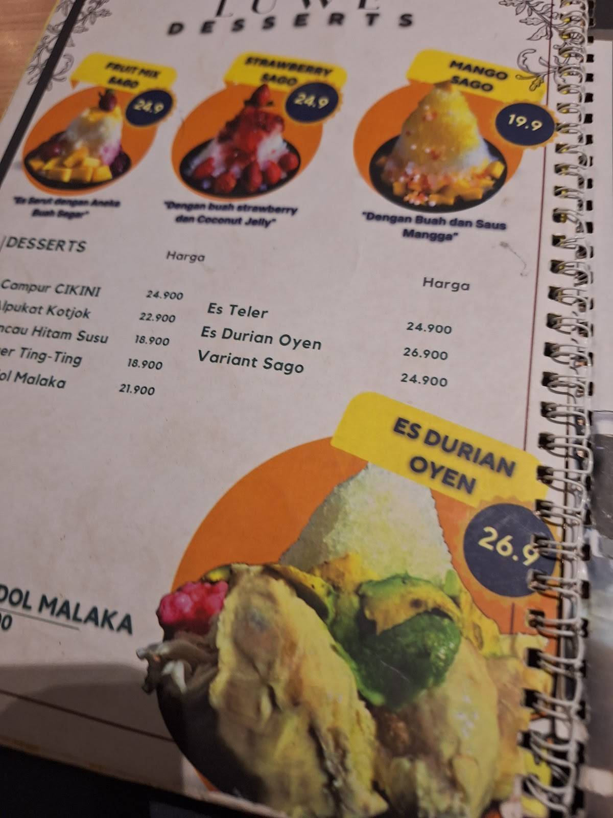 Menu at luwe cafe, Karawang