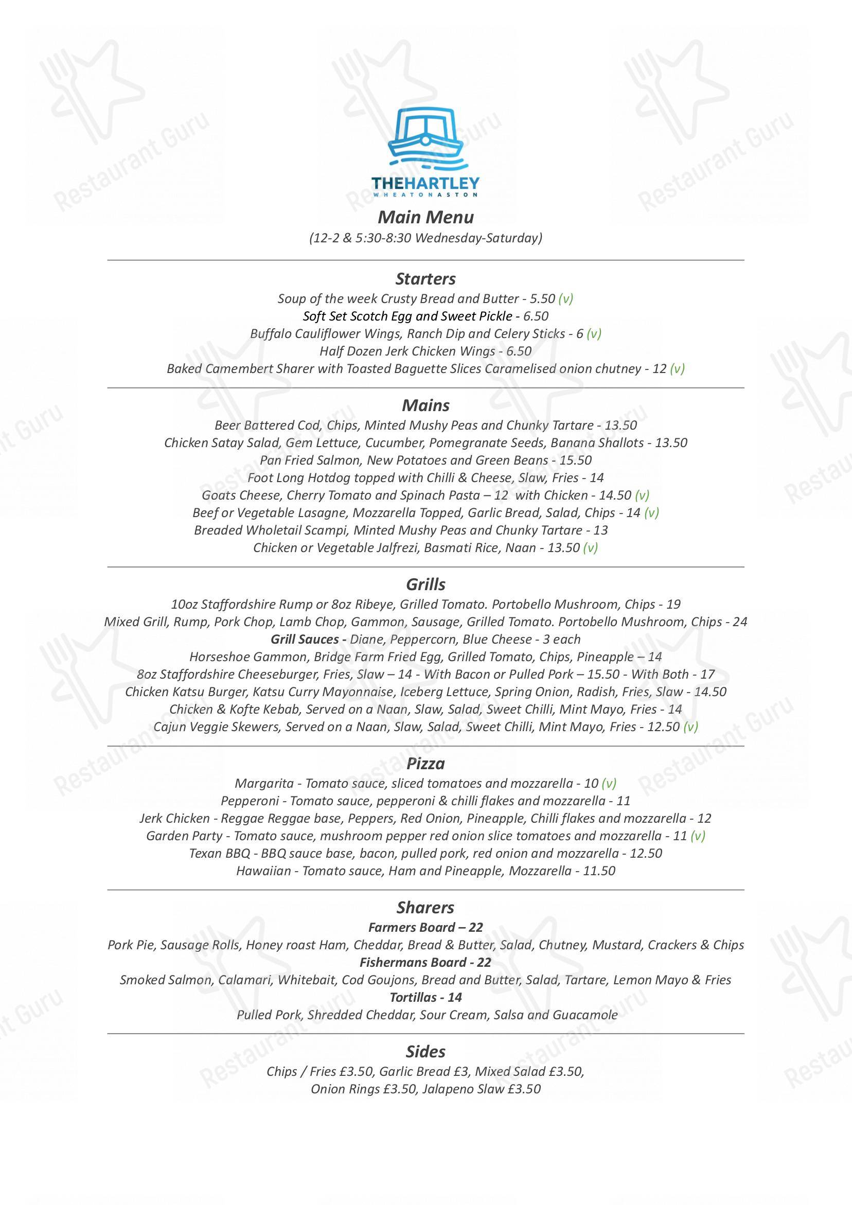 Menu at The Hartley Arms pub & bar, Brewood