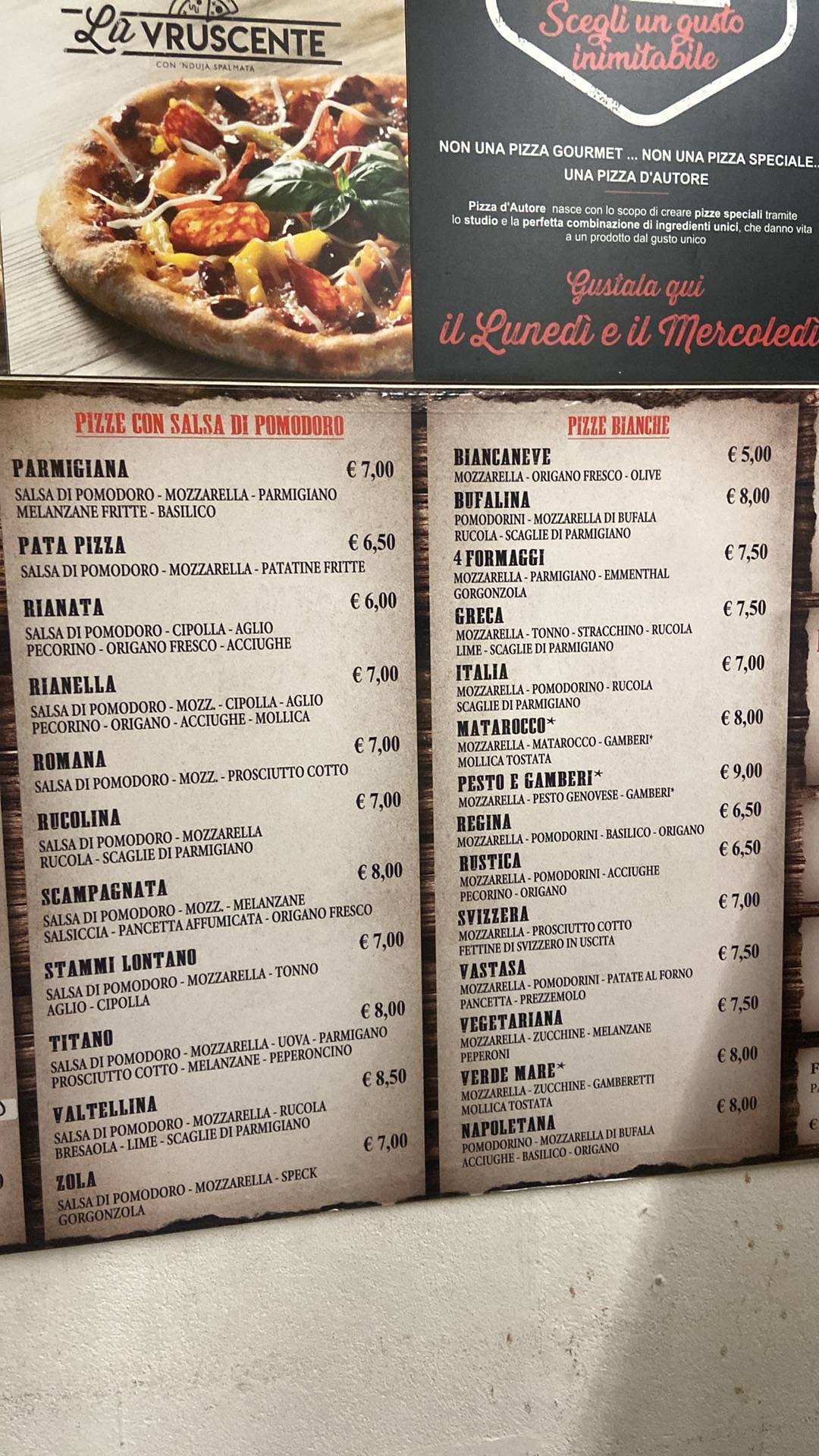 Menu da marsala pizzeria kronos steakhouse, Marsala