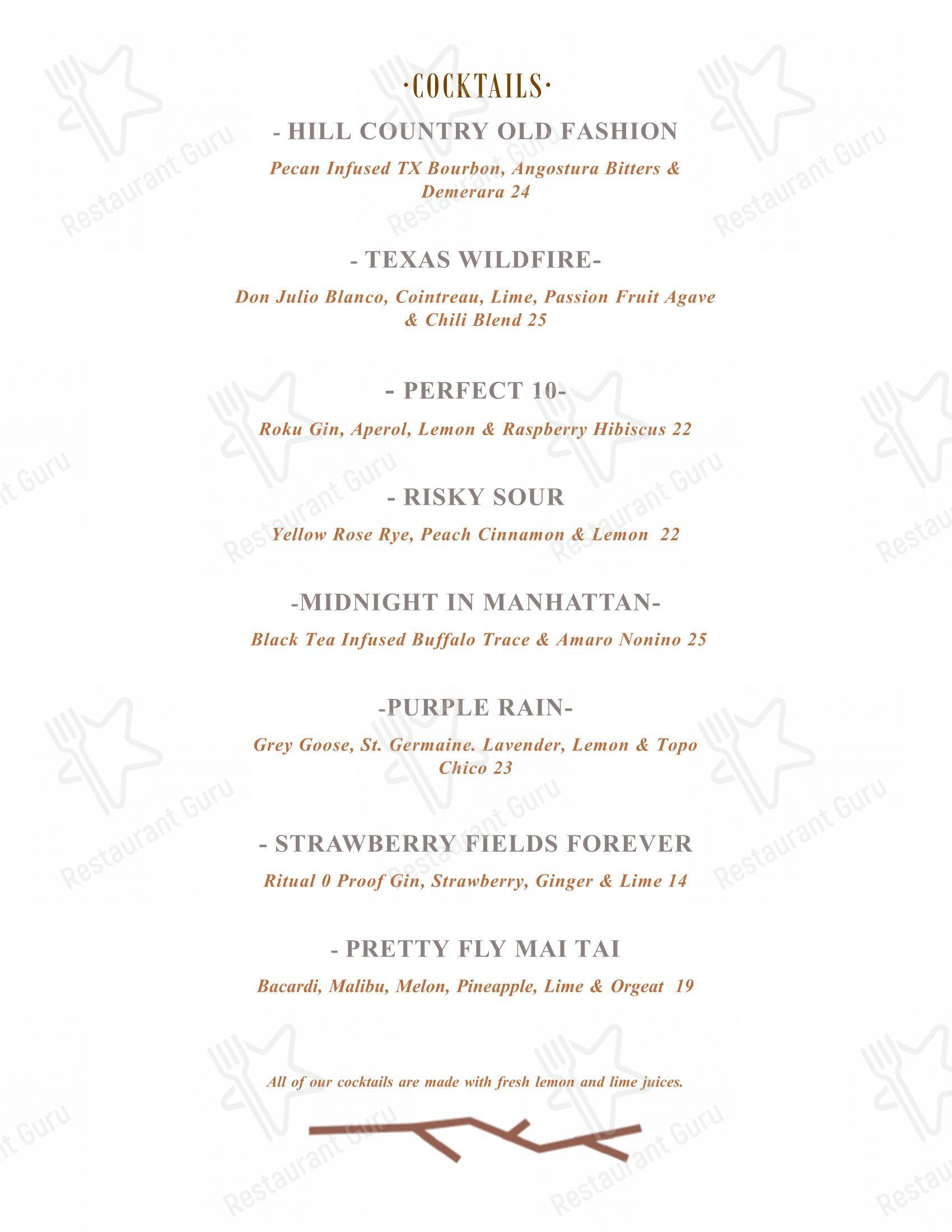 Menu at 18 Oaks steakhouse, San Antonio, Resort Pkwy