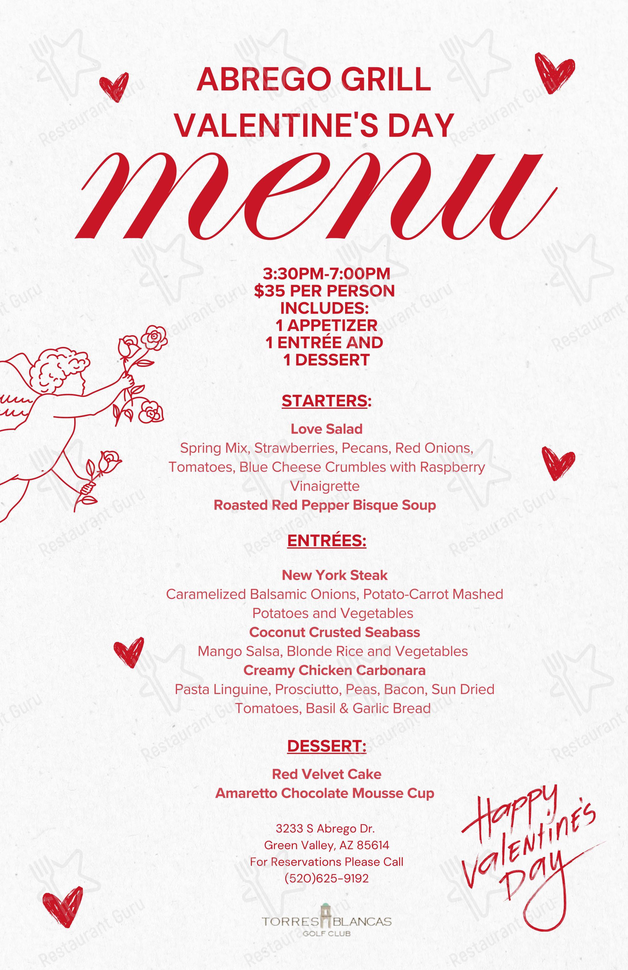 Menu at Abrego Grill pub & bar, Green Valley, S Abrego Dr