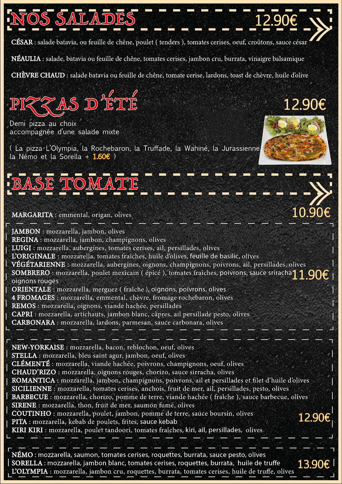 Menu au Restaurant L’olympia, Bas-en-Basset