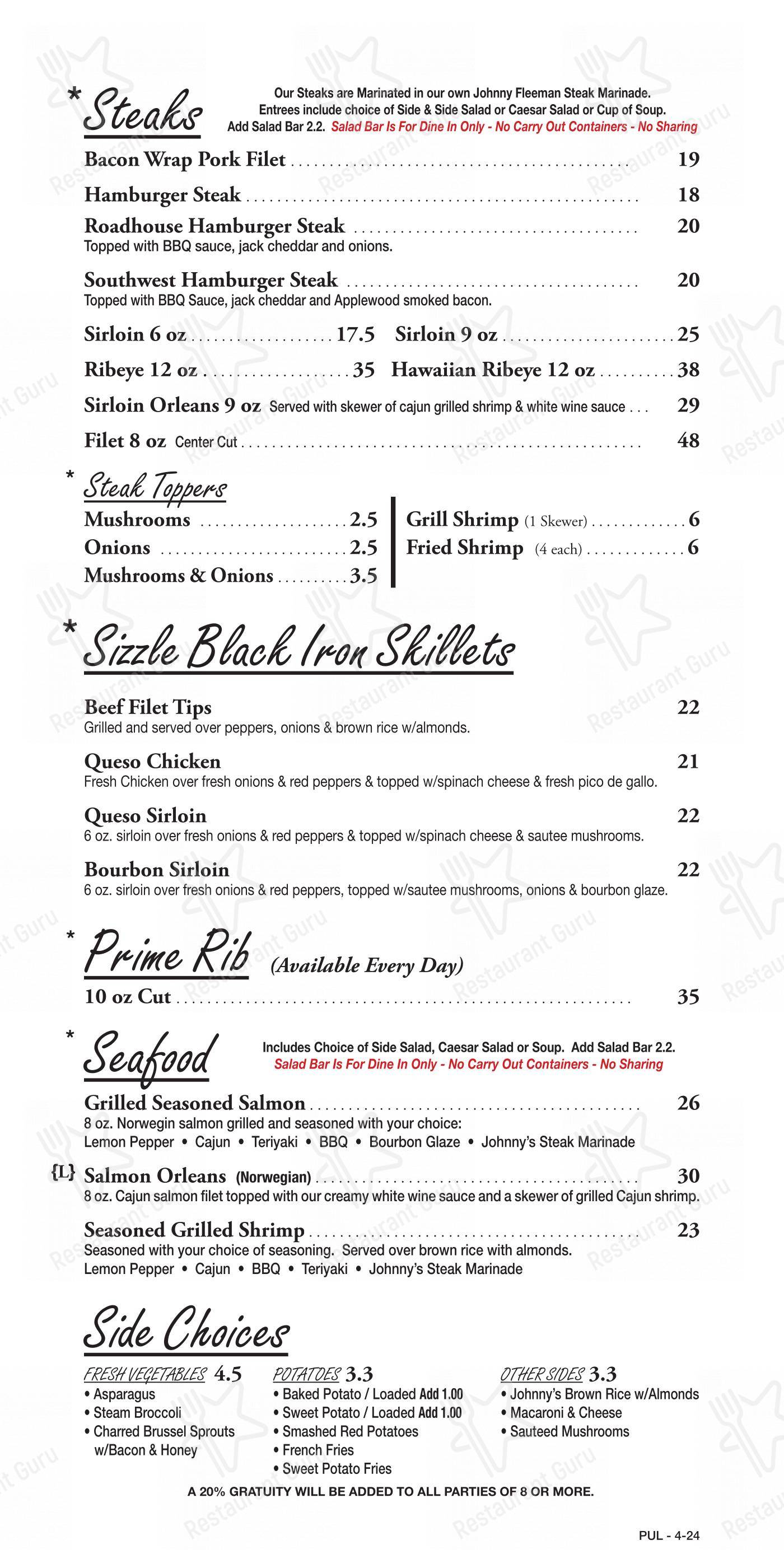 Menu at Brass Lantern steakhouse, Lawrenceburg, Pulaski Hwy