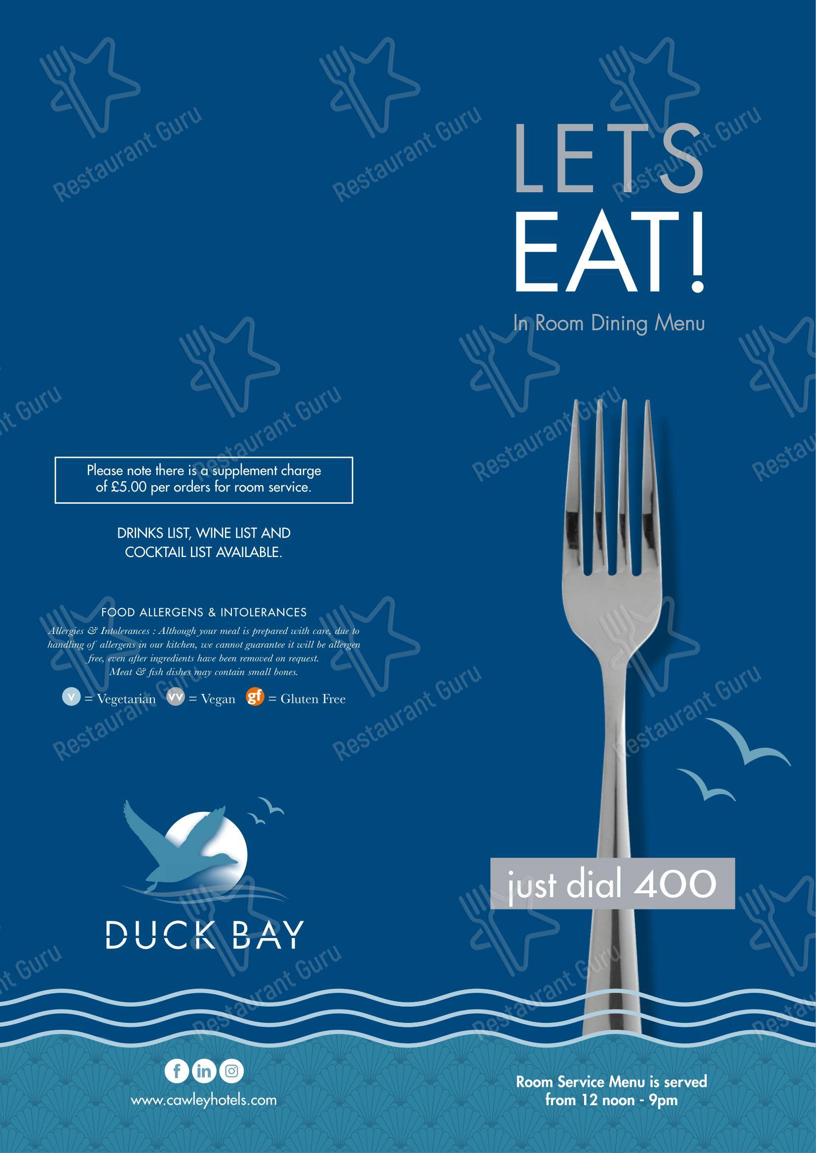 Menu at Duck Bay Hotel & Restaurant, Alexandria