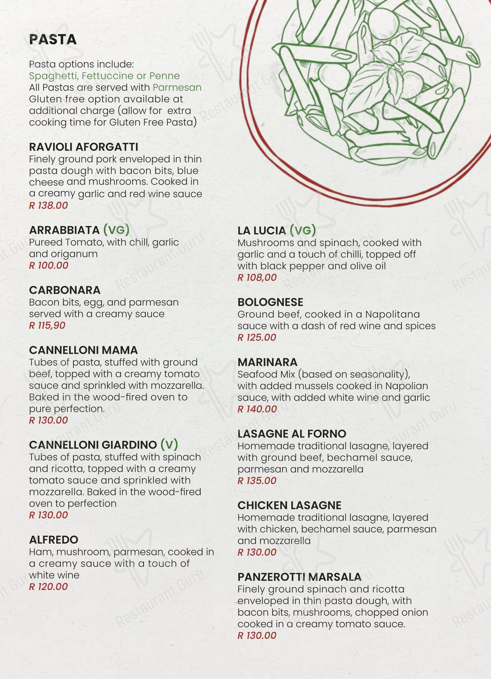 Menu at Enzo Pizzeria, Centurion
