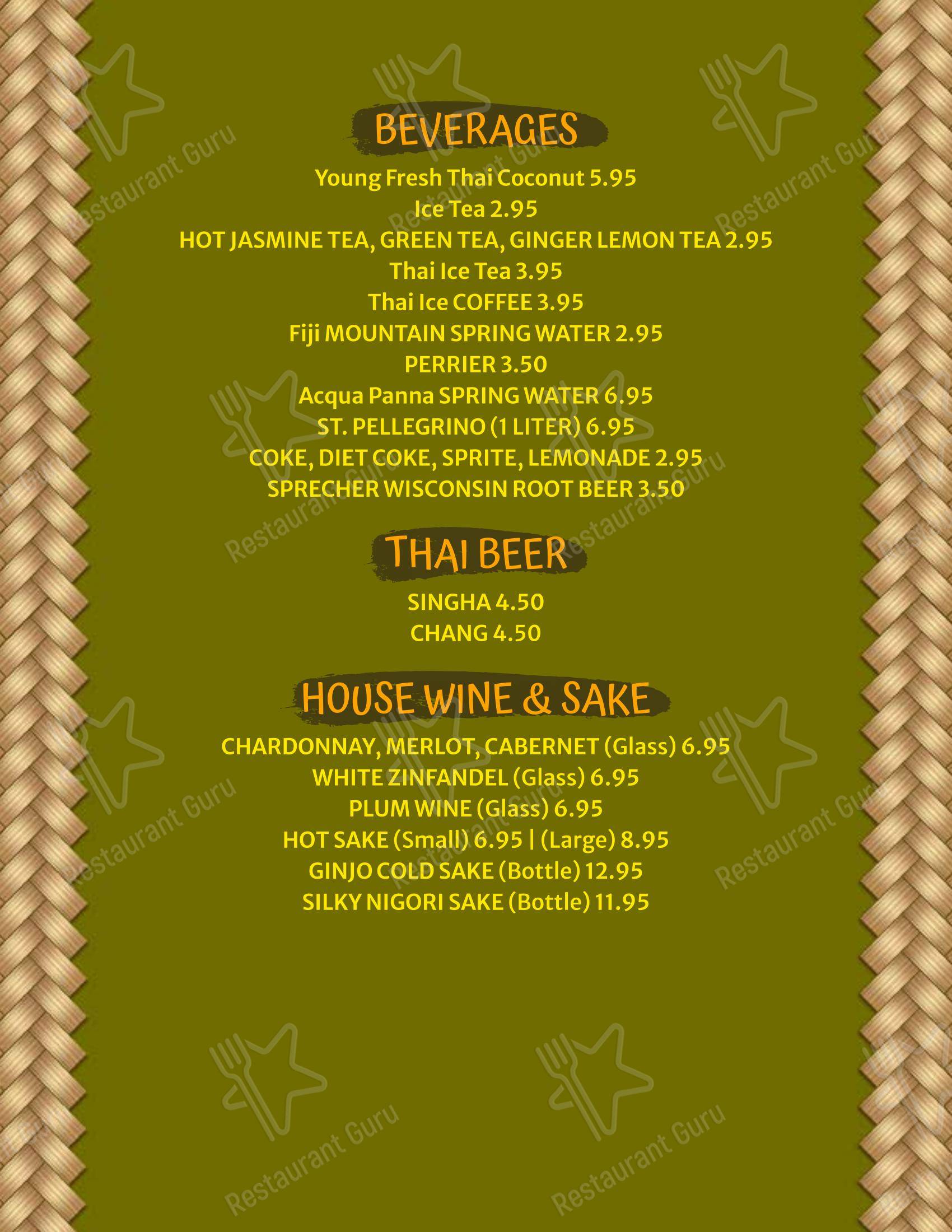 Menu at Isan Thai Restaurant, Sarasota
