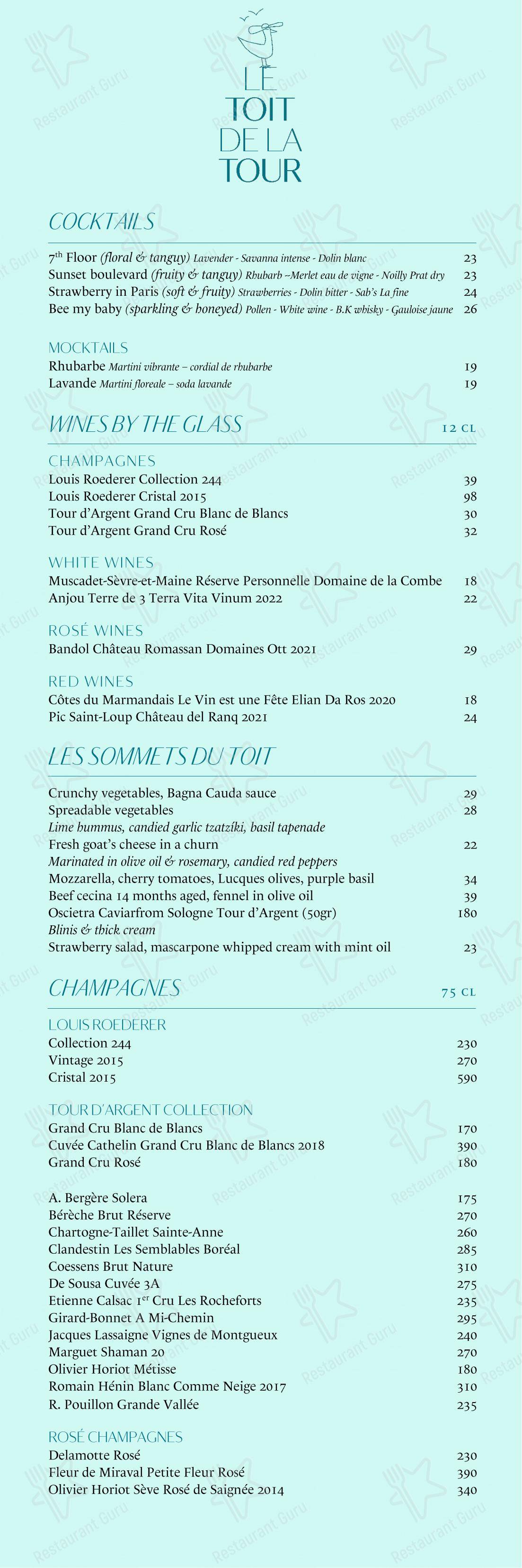 Menu at La Tour d'Argent restaurant, Paris, 15 Quai de la Tournelle